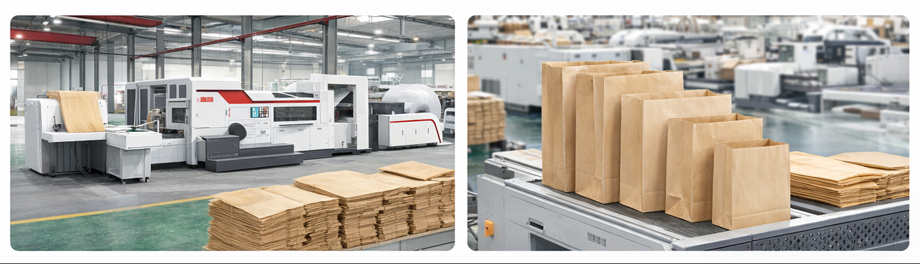 Automatic Kraft Paper Bag Making Machine – Full Set Production Line ...